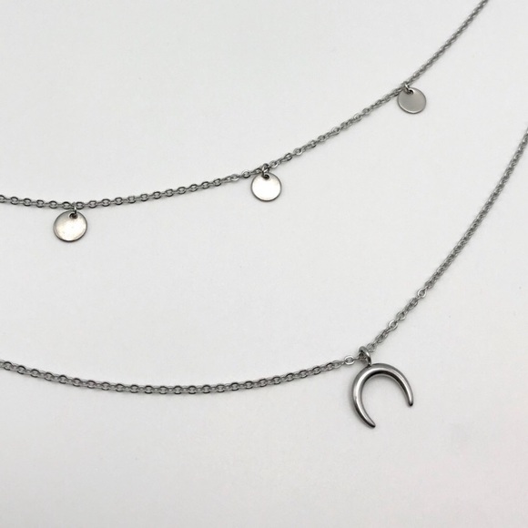 Jewelry | Layered Moon Sequin Necklace Stainless Steel | Poshmark